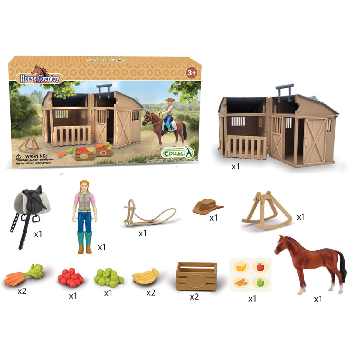 CollectA Stable Playset with Rider, Horses and Accessories – Animal ...