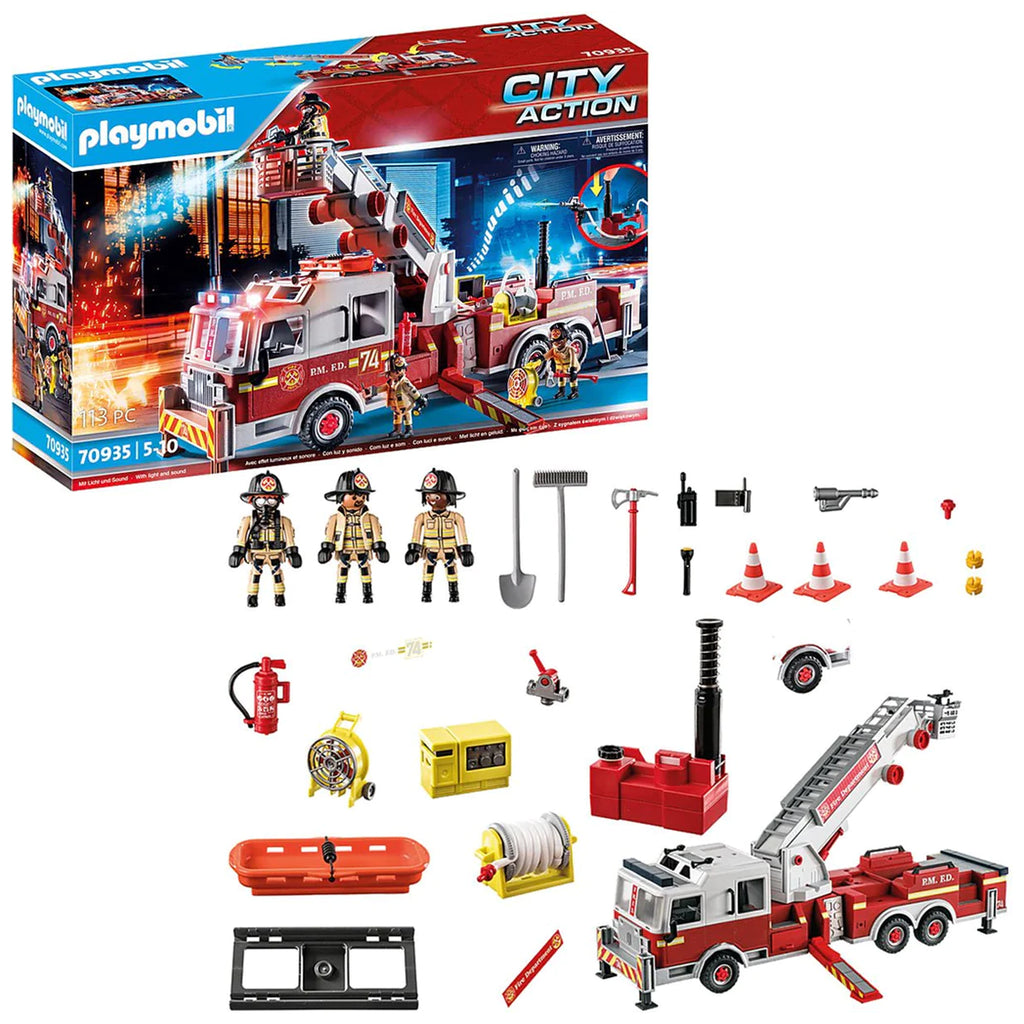 Playmobil Rescue Vehicles: Fire Engine with Tower Ladder – Animal ...