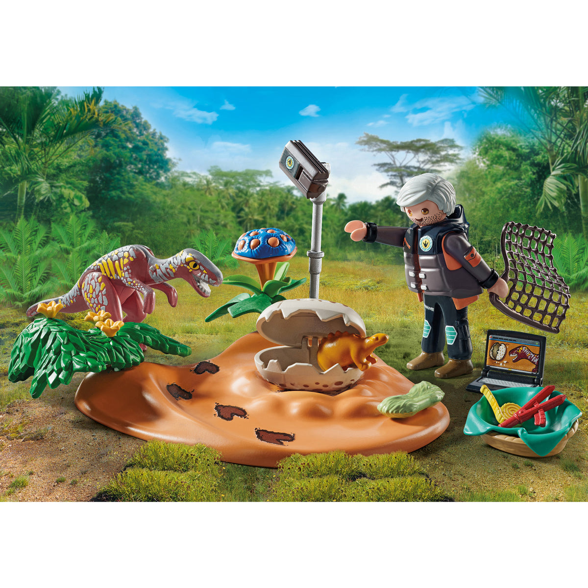 Playmobil Stegosaurus Nest with Egg Thief – Animal Kingdoms Toy Store