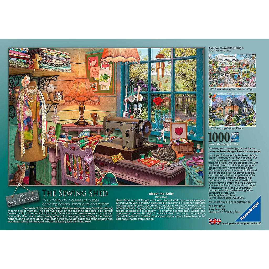Ravensburger My Haven No 2 The Sewing Shed 1000pc – Animal Kingdoms Toy ...